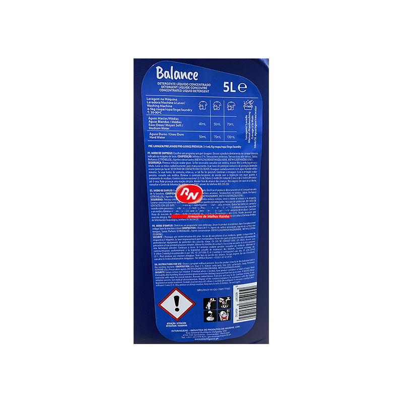 Detergente Liquido Concentrado Class Balance 5 Lts (100 Doses)
